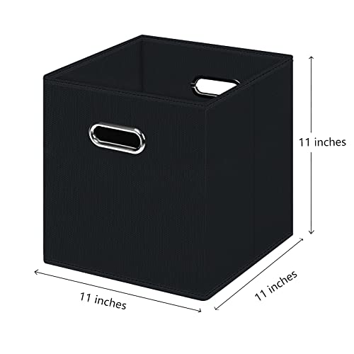 NieEnjoy Black Fabric Storage Bins Cubes ,Foldable Storage Cubes Bins Organizer Baskets with Dual Handles for Home Container Set of 2,(Black)