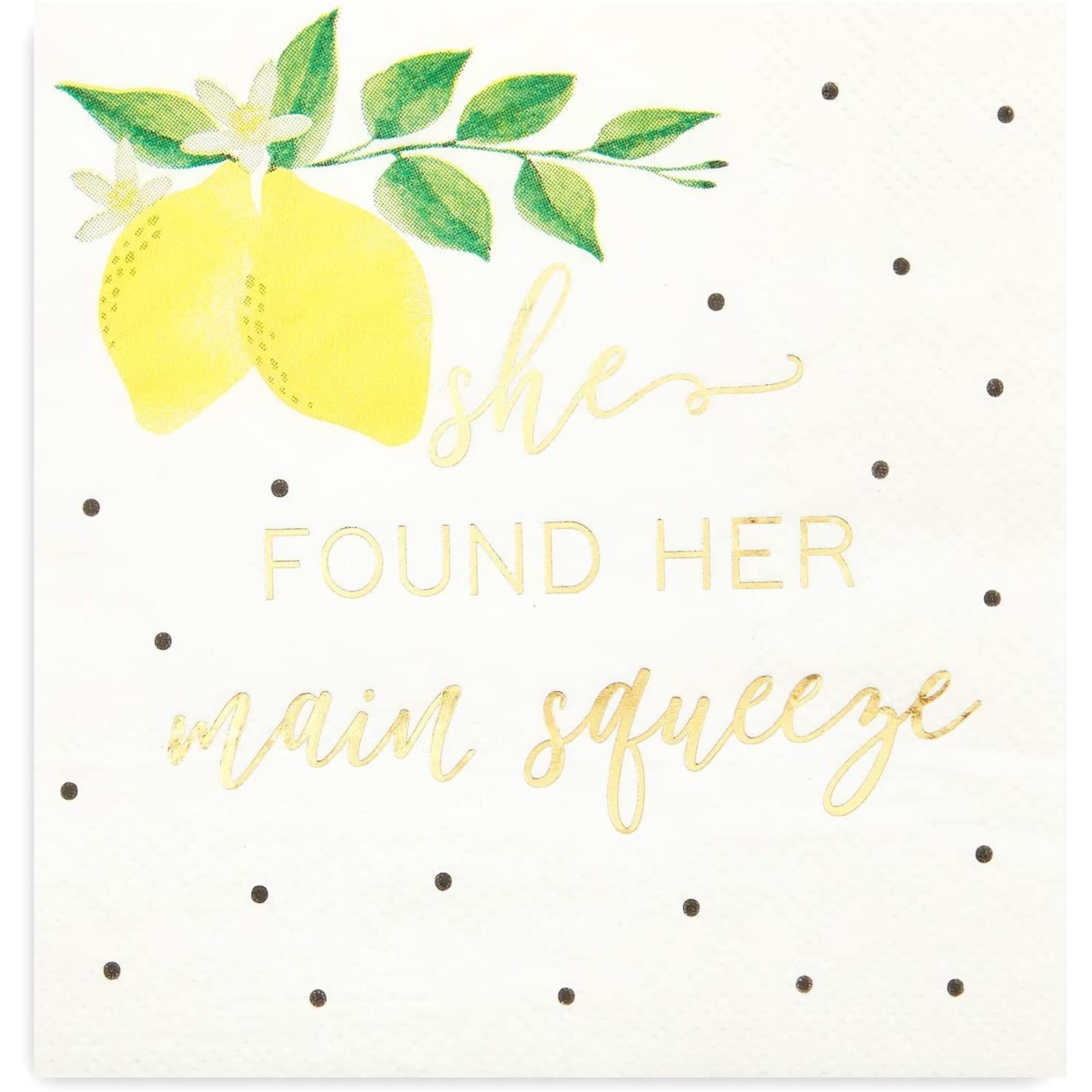 Sparkle and Bash 100 Pack She Found Her Main Squeeze Napkins, Lemon Party Supplies for Bridal Shower