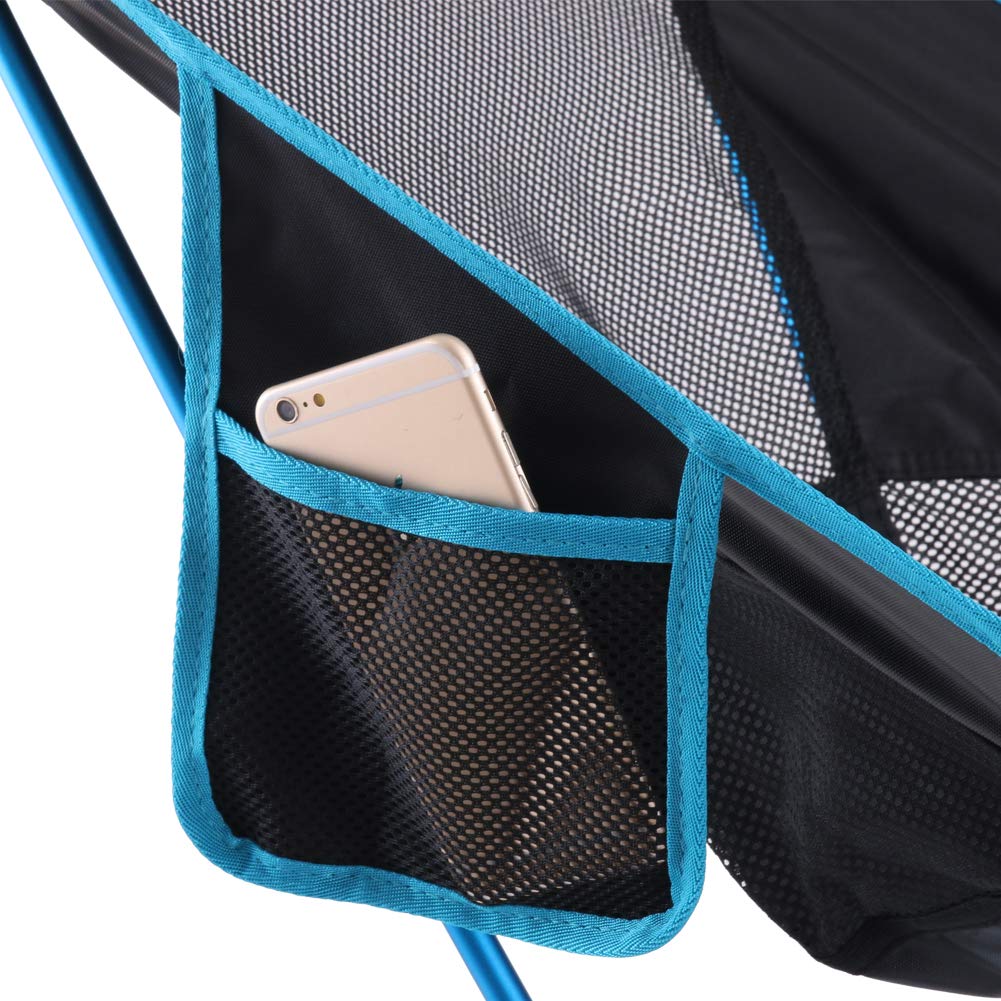 EchoSmile Blue Portable Camping Chair, Compact Ultralight Folding Backpacking Chairs, Small Collapsible Foldable Packable Lightweight Chair in a Bag for Outdoor, Camp, Picnic, Hiking