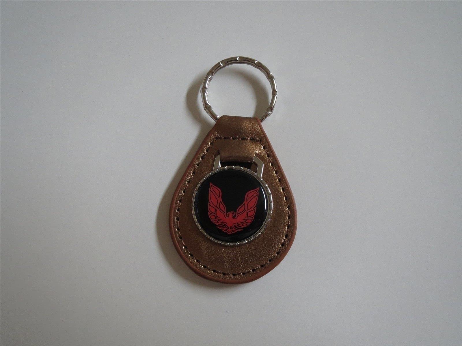 FIREBIRD OR TRANS-AM RED BIRD LOGO LEATHER KEYCHAIN - GOLD