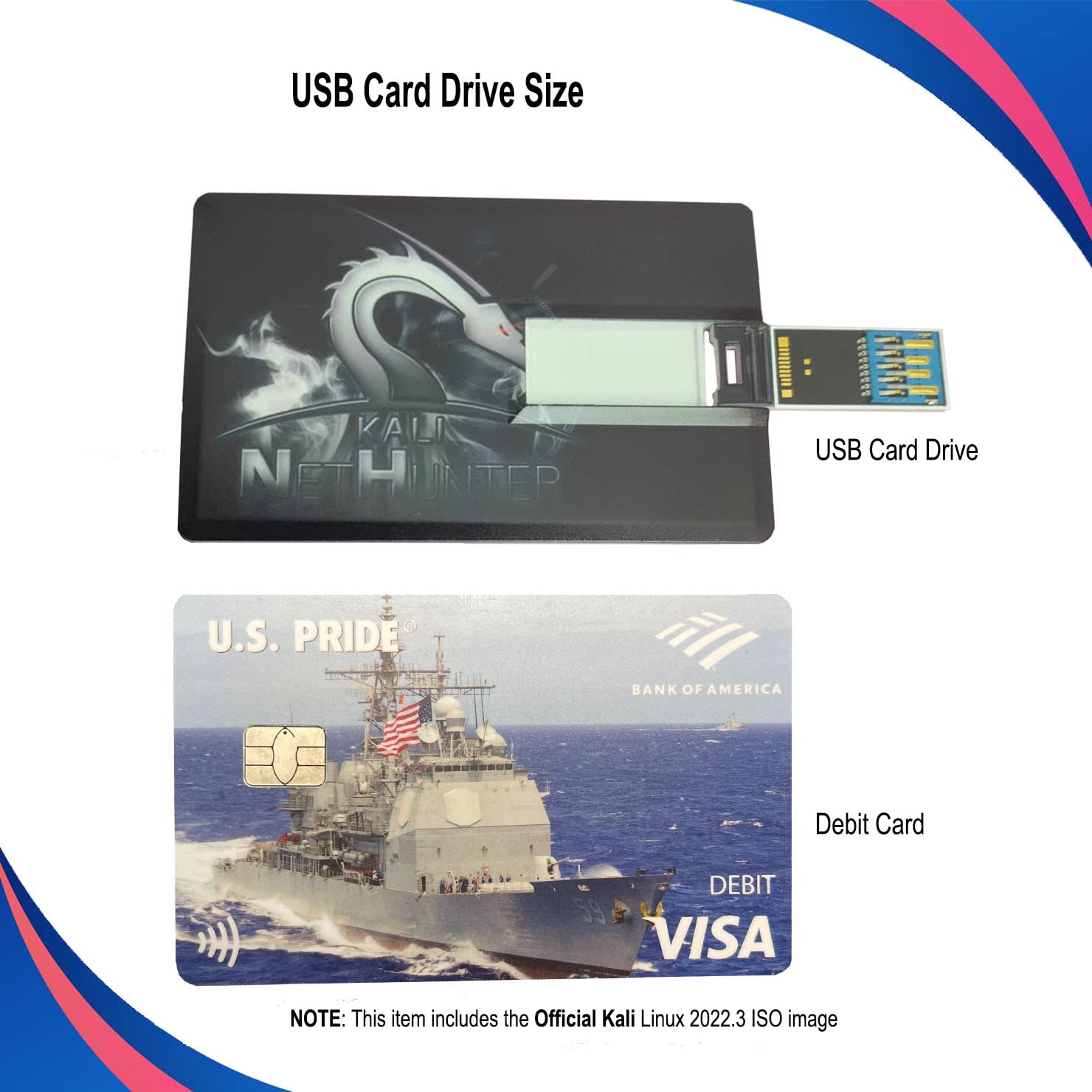 Kali Linux 2022.4 Offical Images Installer 64 GB USB 3.0 Drive Operating System Install Credit Bank Card USB Flash Drive | 64 Bit Penetration Testing Operating System