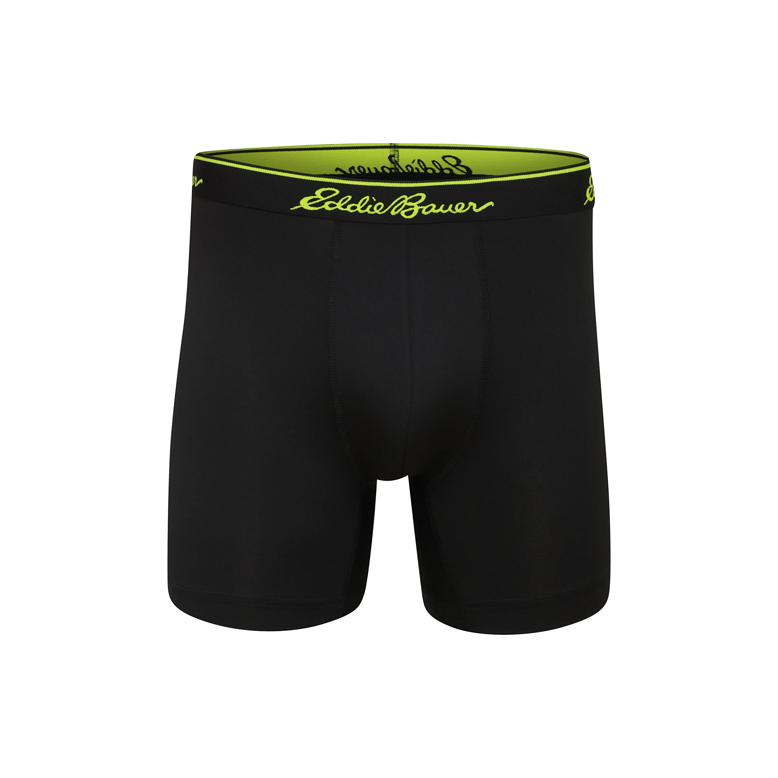 Eddie Bauer Men 5" No Fly Performance Brushed Fabric Boxer Brief Underwear (4 Pack), Black/Dust Indigo/Limeade/Dk Loden, X-Large