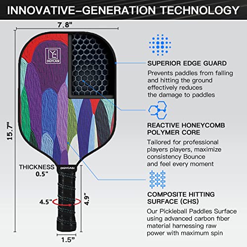 Graphite Pickleball Paddles Set of 6, 2024 USAPA Approved, 2 Kids & 4 Adult Paddles, Fiberglass Surface (CHS), Polypropylene Lightweight Honeycomb Core, 6 Pickleball, 4 Replacement Soft Grip + Bag