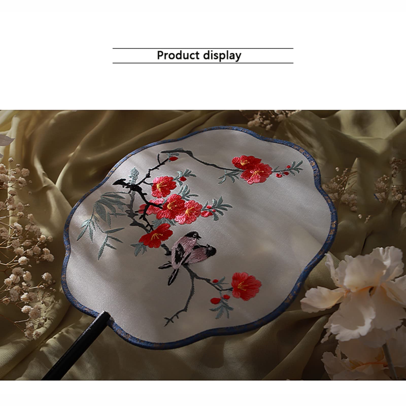 ERTUO Chinese Style Su Embroidery Retro Round Fan Double-Sided Embroidery Hanfu Cheongsam Dance Eight Petal Fan