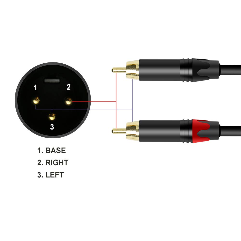 Devinal Dual RCA to XLR Y-Cable, Unbalanced XLR Male Y Splitter Patch Cord, 2 Phono Plug to 1 XLR Adapter Interconnect Duplicator Lead Cable Connector, Heavy Duty Baking Paint 15 feet