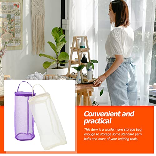 Travel Knitting Bag 2pcs Empty Yarn Storage Bags Portable Knitting Bag Mesh Yarn Case Organizer Crochet Thread Sewing Accessories Storage Tote Bag for Knitting Lovers Knitting Yarn Holder