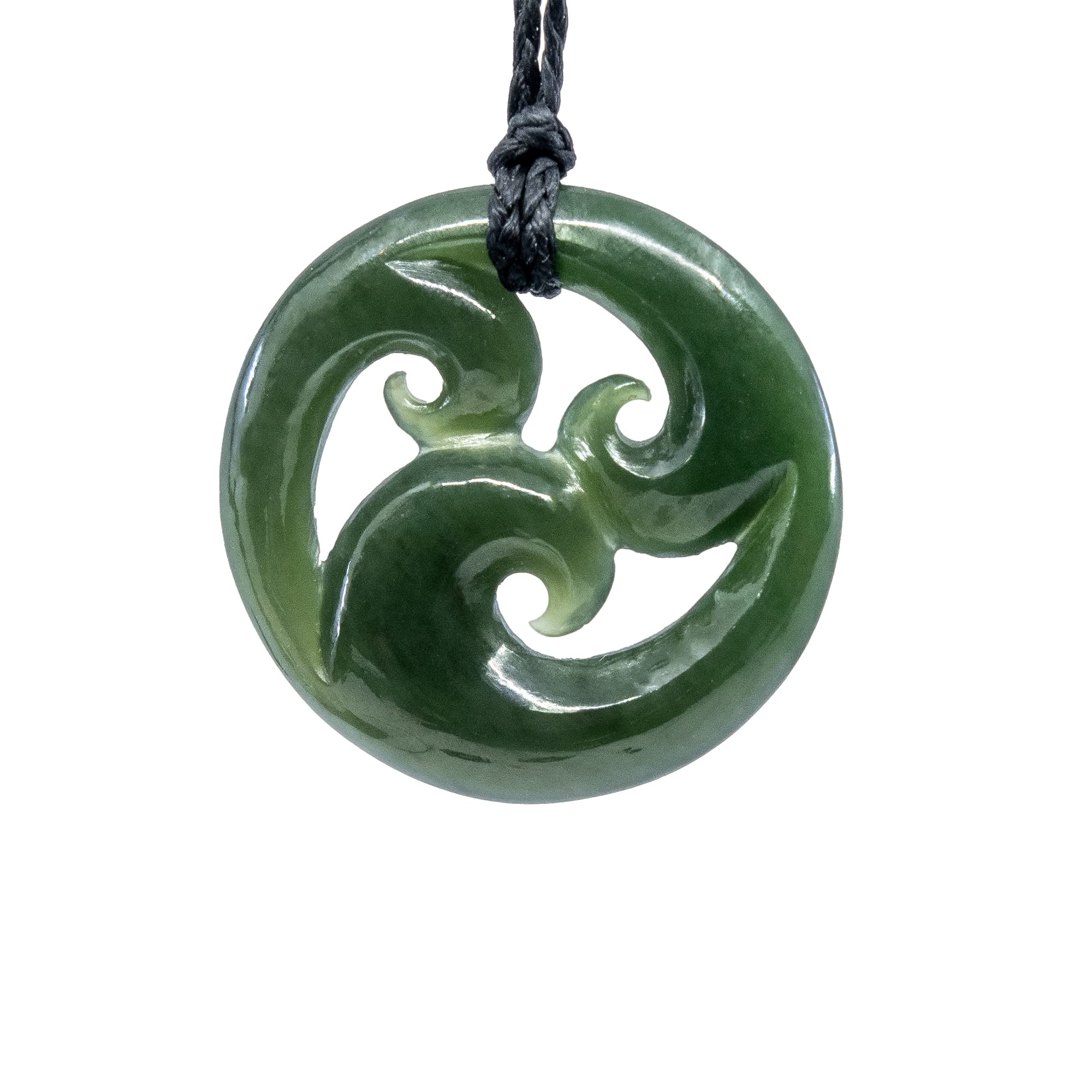 Earthbound Pacific New Zealand Maori Jade Closed Triple Koru Spiral New Life Necklace