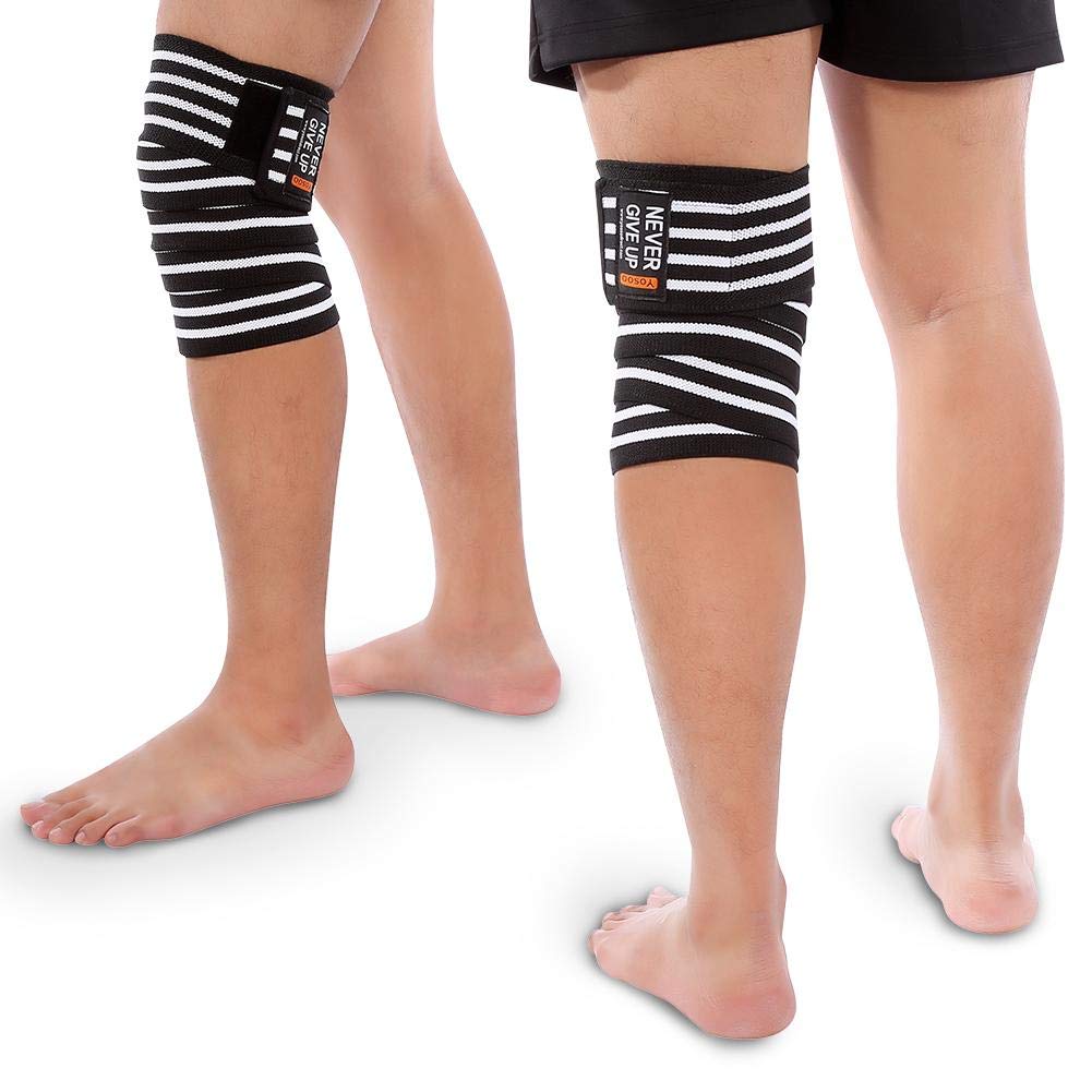 FILFEEL Knee Brace Wrap Support, Adjustable Patella Strap Stabilizer Sleeve Sports Weight Lifting Elastic Injury Leg Gym(1 Pair, Universal