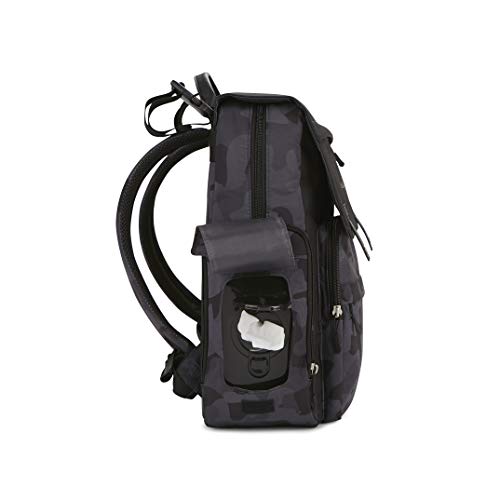 Eddie Bauer Places & Spaces Camouflage Compass Diaper Bag Backpack, Cooler Bottle Pockets and Changing Pad Included, Black and Camo