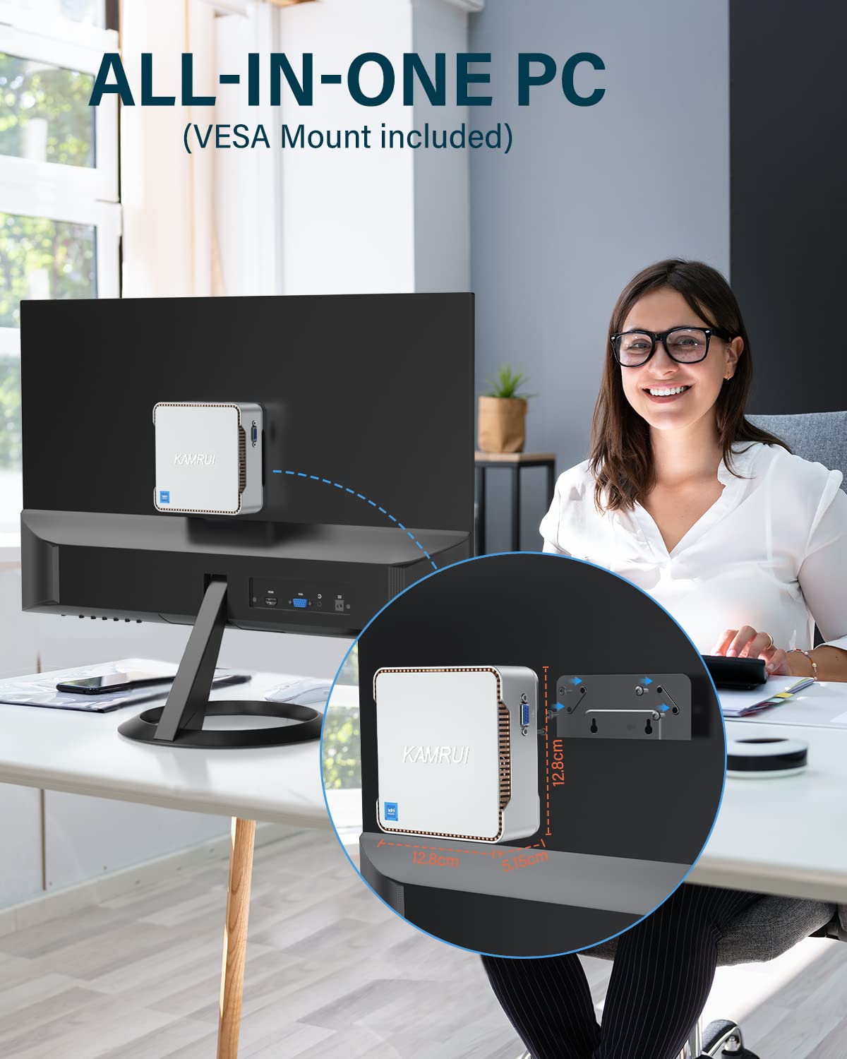 KAMRUI GK3 Plus Mini PC,12th Alder Lake- N95 (up to 3.4GHz) 16GB RAM 512GB M.2 SSD Mini PC Windows 11 Pro, Gigabit Ethernet, 4K UHD, Dual Wi-Fi, BT 4.2 Home/Business Mini Desktop Computer