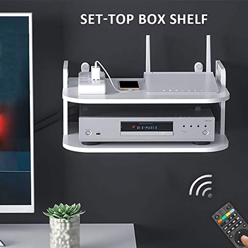 EMVANV Floating TV Box Shelf, Wall Mount Punching-Free DVD Player Router Box Router Game Consoles Storage Shelf Bracket for Home Office
