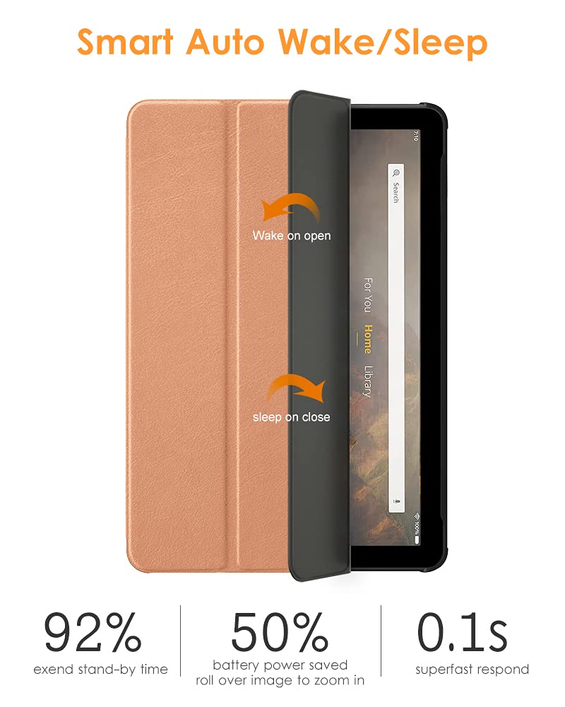 DTTO Case for All-New Amazon Fire HD 10 & 10 Plus Tablet (Only Compatible with 11th Generation Tablet, 2021 Release), Slim PU Leather Trifold Stand Cover Hard Back Shell with Auto Sleep/Wake, Black