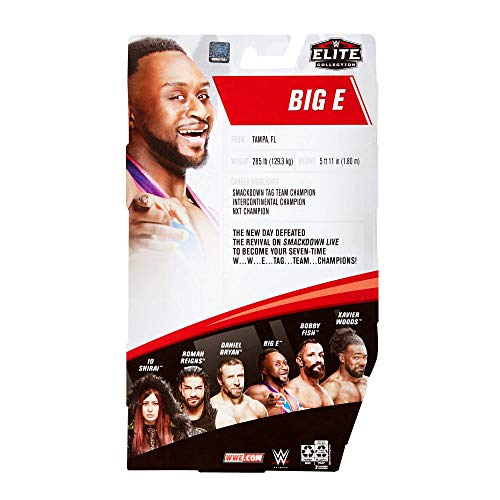 WWE Big E Elite Series #79 Deluxe Action Figure with Realistic Facial Detailing, Iconic Ring Gear & Accessories