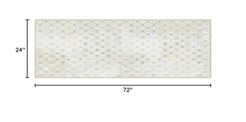 Phantoscope Hallway Runner Rug 2'x6' - Boho Washable Non-Slip Kitchen Rug Runner Ultra-Thin Geometry Distressed Accent Throw Rug for Entryway Laundry Bathroom Bedroom, Teal Floral/Beige