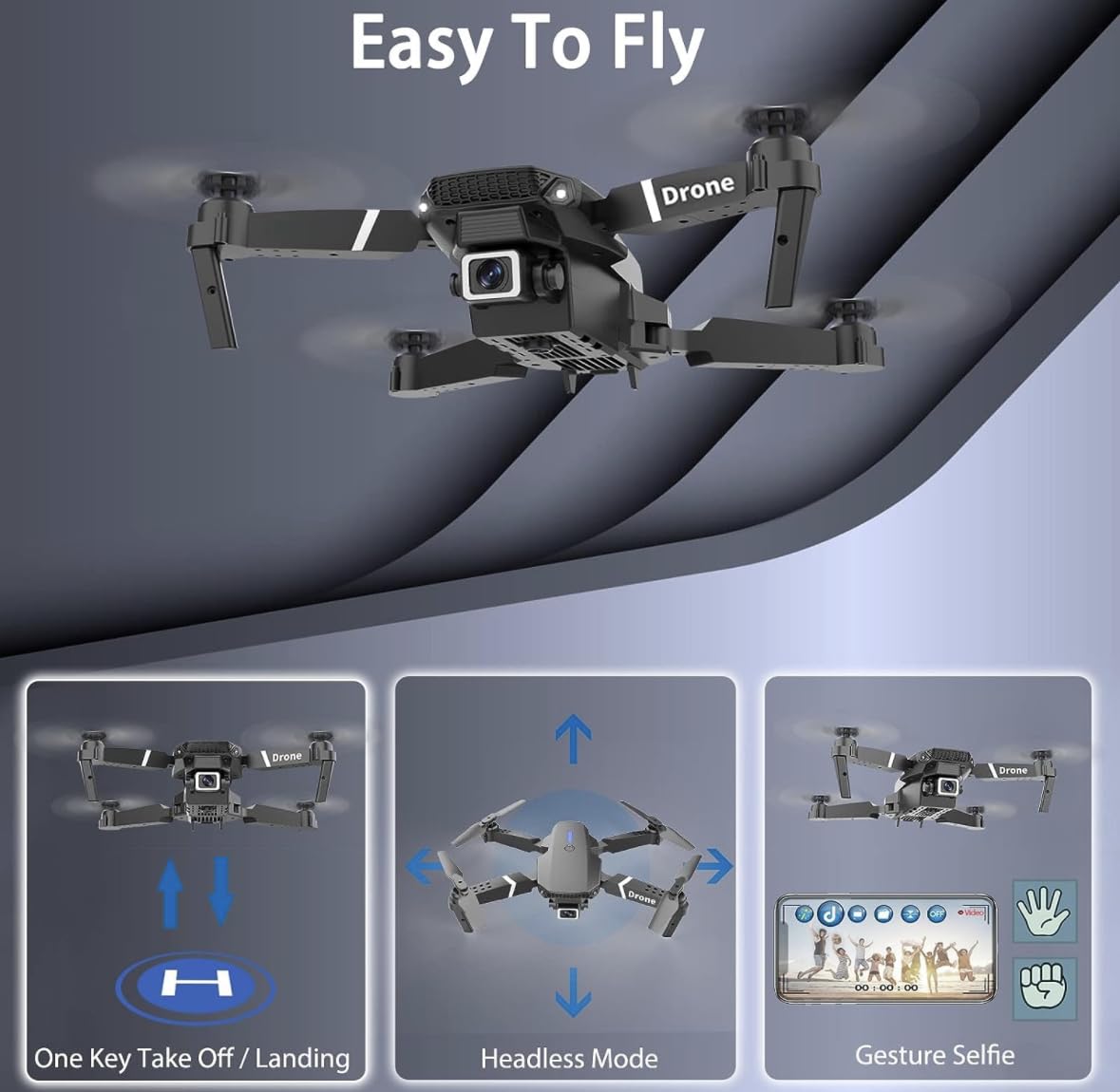 DEVKO 4K Drone With Dual Camera For Adults All Ages Recommended, Foldable RC Quadcopter, FPV Live Video In 4K, Altitude Hold, 360 Degree Flip, Best Drone Bundle