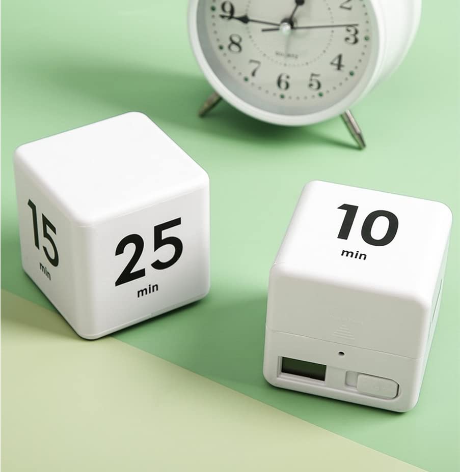 Feilifan Cube Timer, Kitchen Timer Kids Timer for ADHD Productivity Workout Flip Timer Classroom for StudyTime Countdown Management Settings 15 20 30 60 Minutes