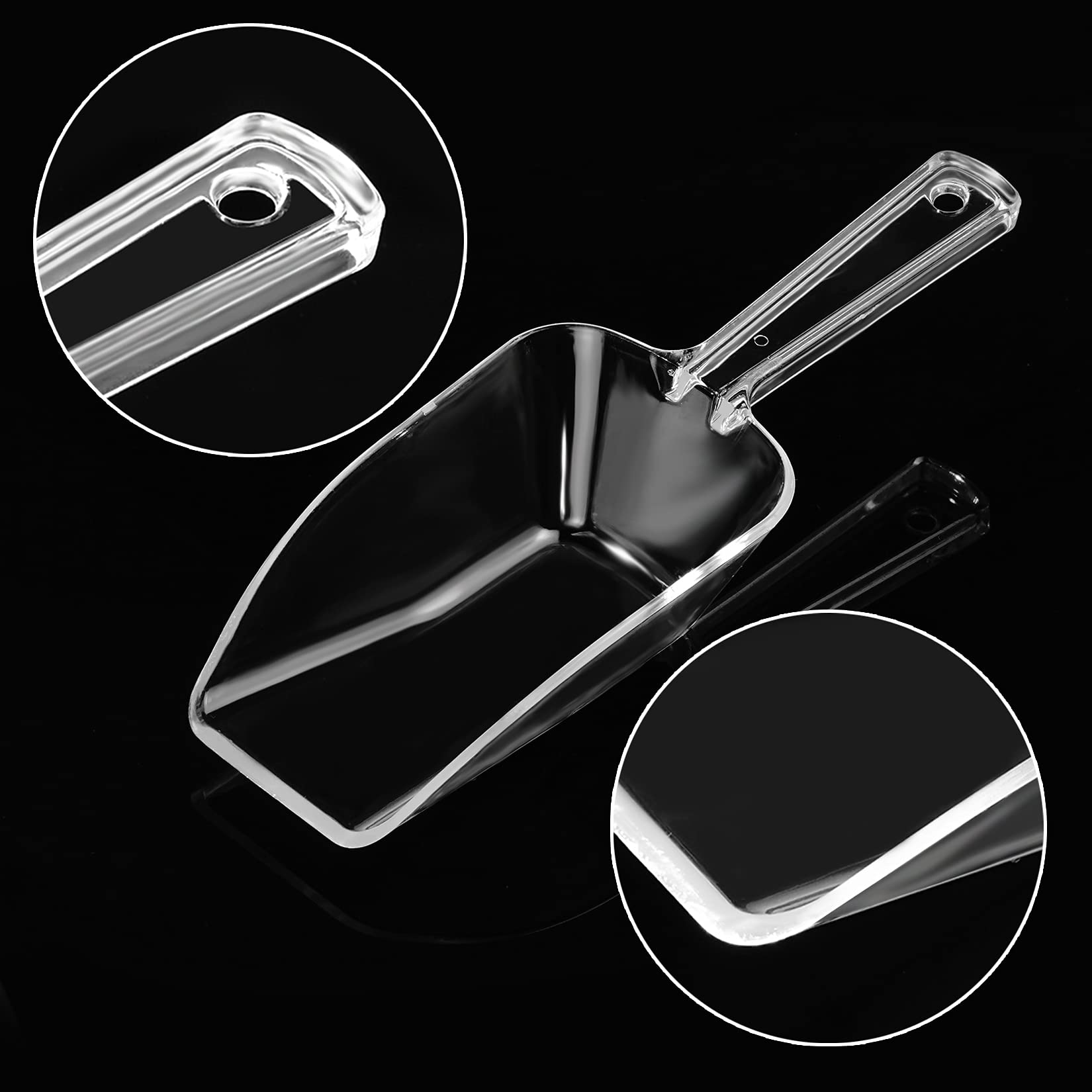 Ice Scoop Candy Buffet Containers Scoopers, Hmxpls Clear Plastic Scoop for Popcorn Cookie Candy Buckets, Podpocket Acrylic Large Scoop for Parties Wedding Bar Jars Freezer Dry Goods (6 Pack 7.5 In )