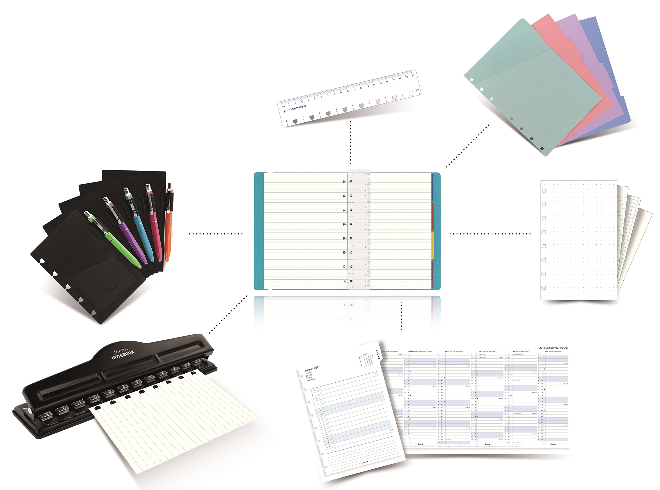 Filofax REFILLABLE NOTEBOOK CLASSIC, 10.8" x 8.5" Black - Elegant leather-look cover with moveable pages - Elastic closure, index, pocket and page marker (B115101U), Letter Size