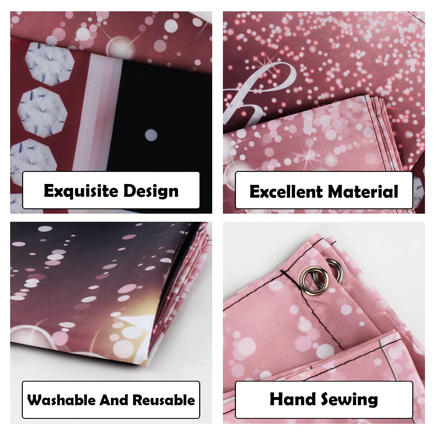 HAMIGAR 6x4ft Happy 50th Birthday Banner Backdrop - 50 Years Old Birthday Decorations Party Supplies for Women - Rose Gold