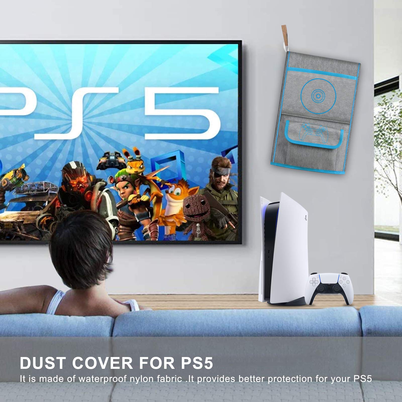 Esimen Dust Sleeve Protective Case for PS5 Console /Playstation 5 Digital Edition ,PS5 Controller Travel Case Compatible with 12 Game Disc Pockets