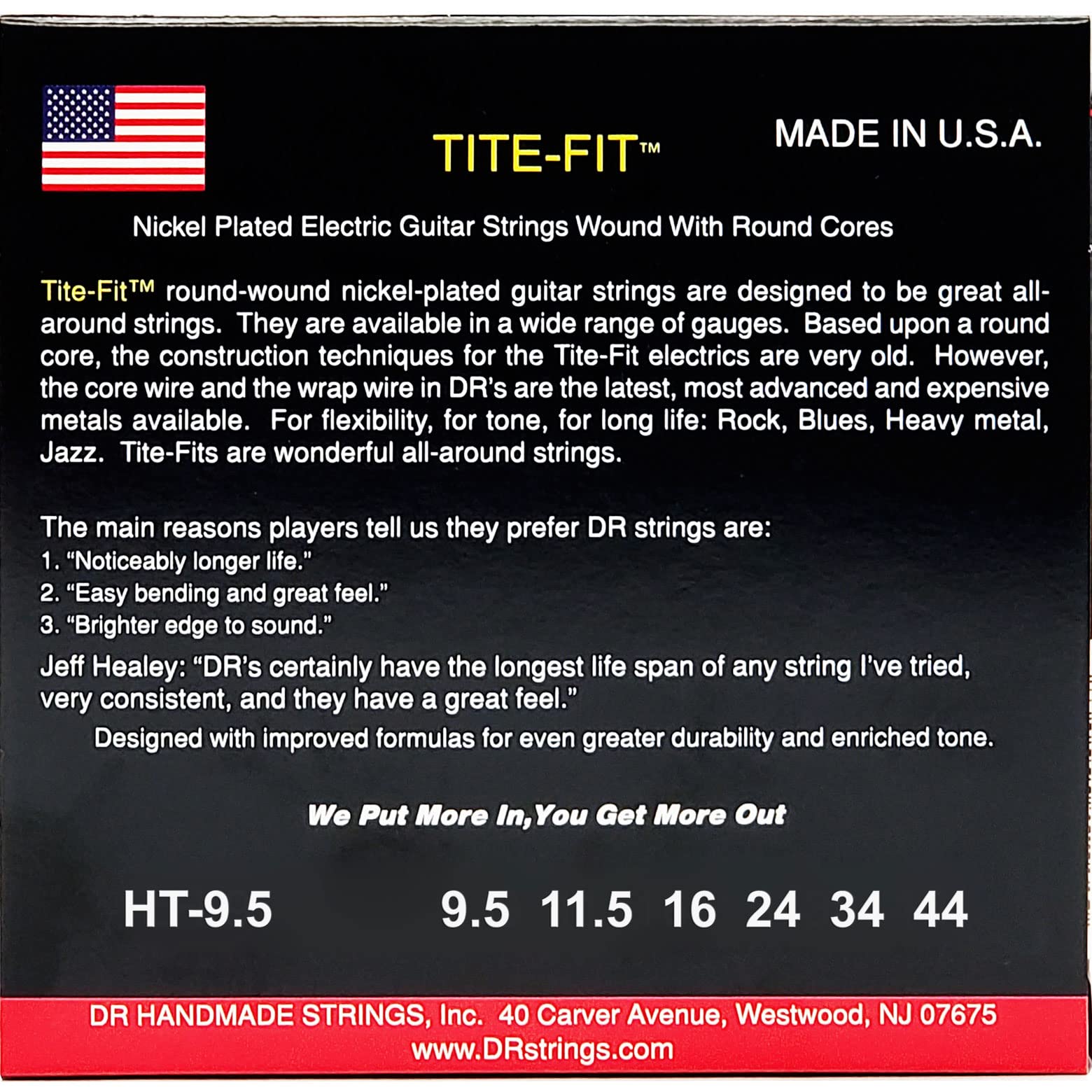 DR Strings Tite Fit Electric Round Core 9.5-44