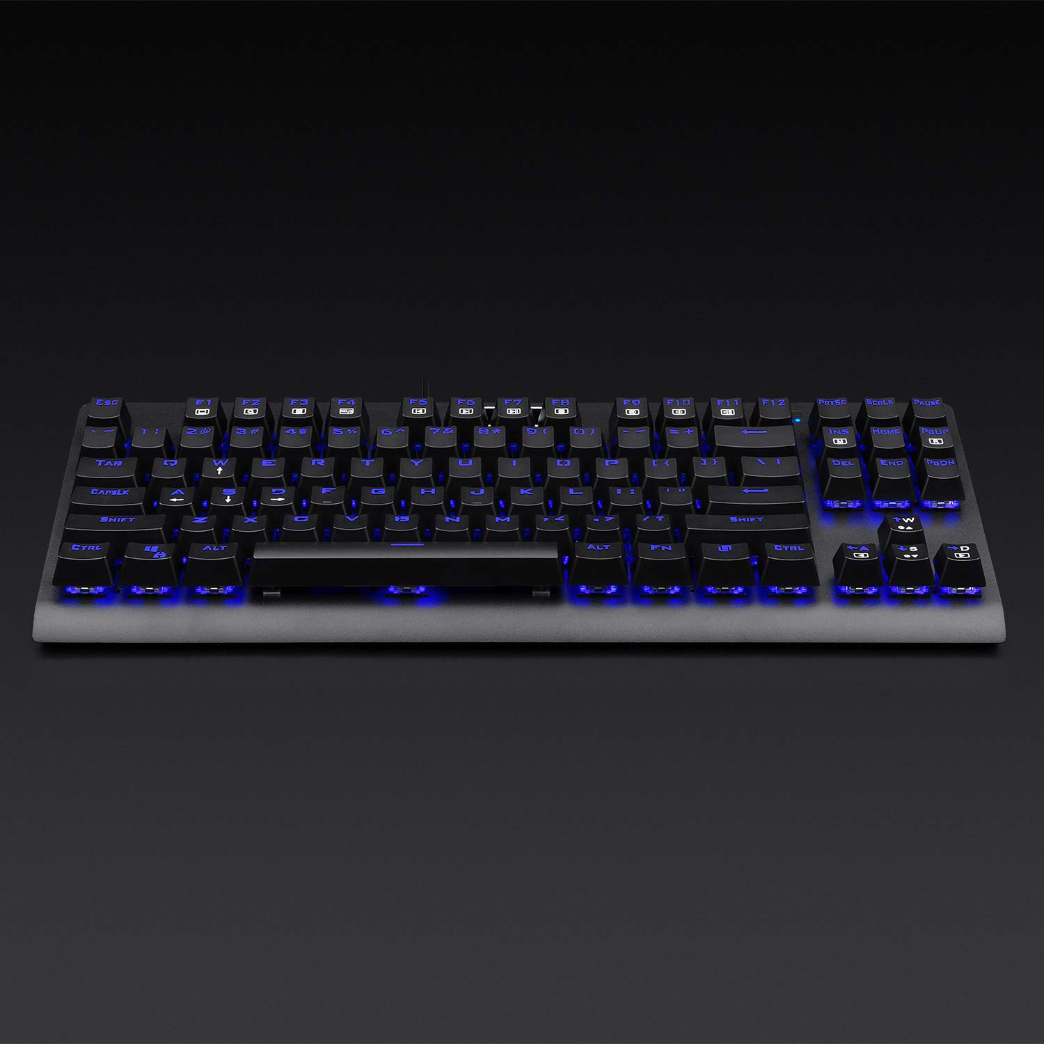 EagleTec KG040 Mechanical Gaming Keyboard Blue LED RGB Backlit Wired with Clicky Blue Switches Equivalent Compact Tenkeyless with 87 Keys for Windows PC (Black)
