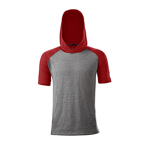EvoShield Men's Short Sleeve, Grey/Scarlet, 2X-Large