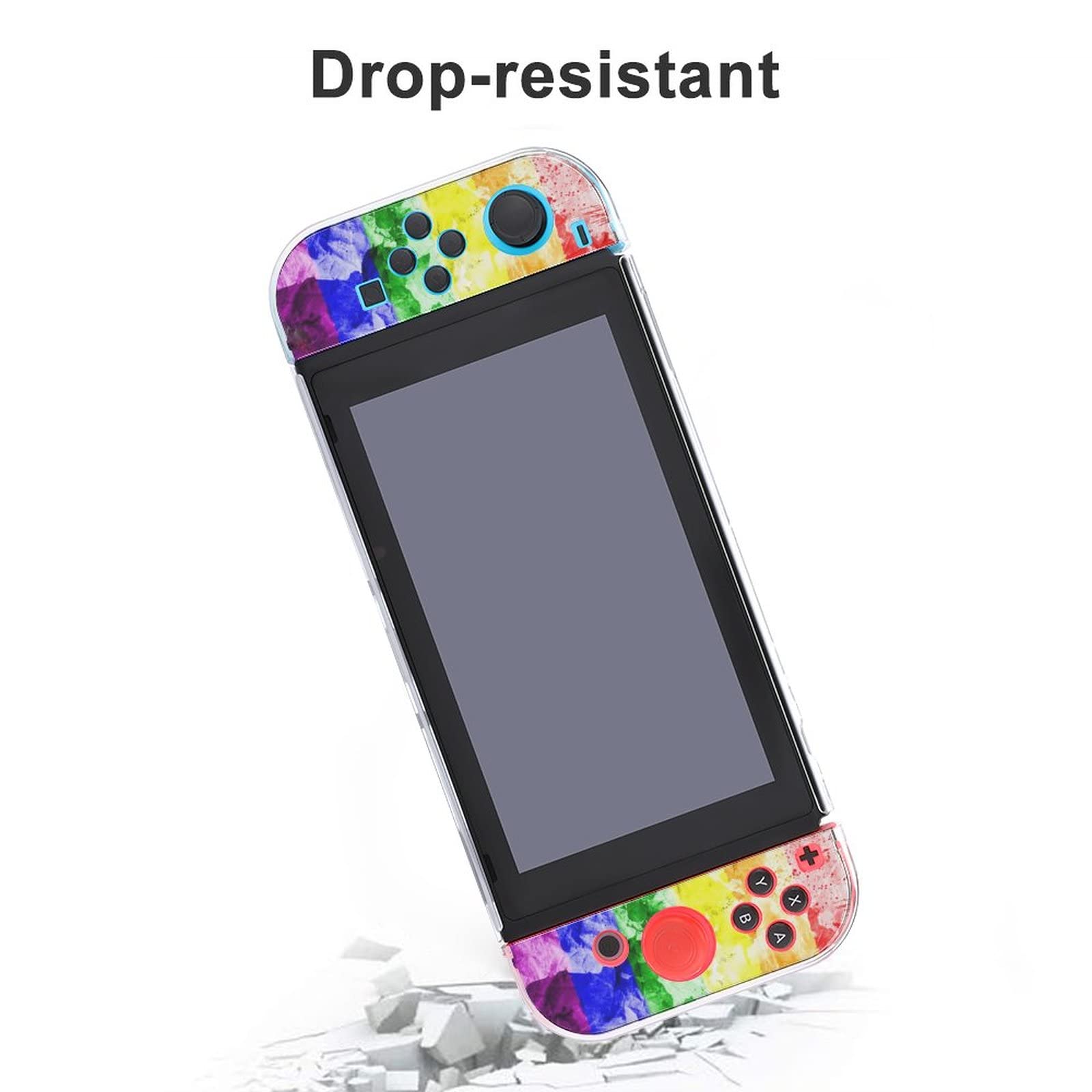 GADZILLE Dockable Switch Case Rainbow Flag Gay Pride Painted Switch Case Full Protection Anti-Fall-Scratch Durable Hard Nintendos Switch Case Protector for Switch Console And Joy-Cons