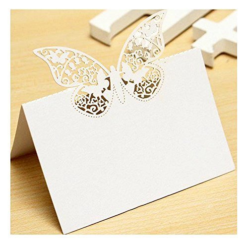 Vanki Pack of 50 Wedding Party Table Name Place Cards Favor Decor Butterfly Laser Cut Design