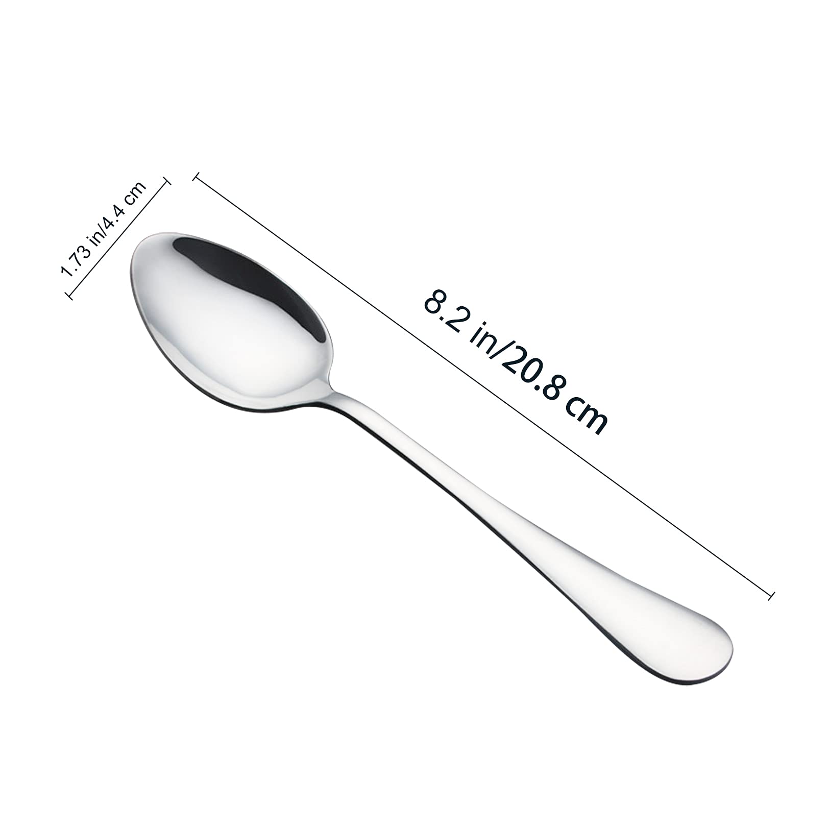VANRA 6-Piece Dinner Spoons Set Soup Spoons Heavy Duty Stainless Steel Silver Cutlery Set 8 inches (6 spoons)