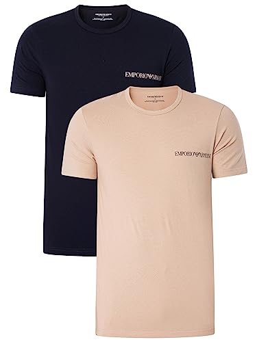Emporio Armani Men's Core Logoband 2 Pack T-Shirt, Rope/Marine