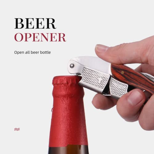 KITVINOUS Wine Opener, Professional Waiters Corkscrew with Foil Cutter & Dual Hinge, Stainless Steel Wine Key for Servers and Bartenders (Pakkawood)