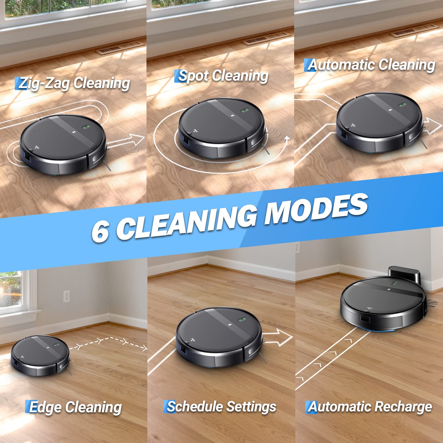 MANVINS Robot Vacuum and Mop Combo, Robotic Vacuum with WiFi/App/Alexa, Tangle-Free Suction, Automatic Recharge, Slim, Quiet, Robot Vacuum Cleaner for Pet Hair/Carpet/Hard Floor