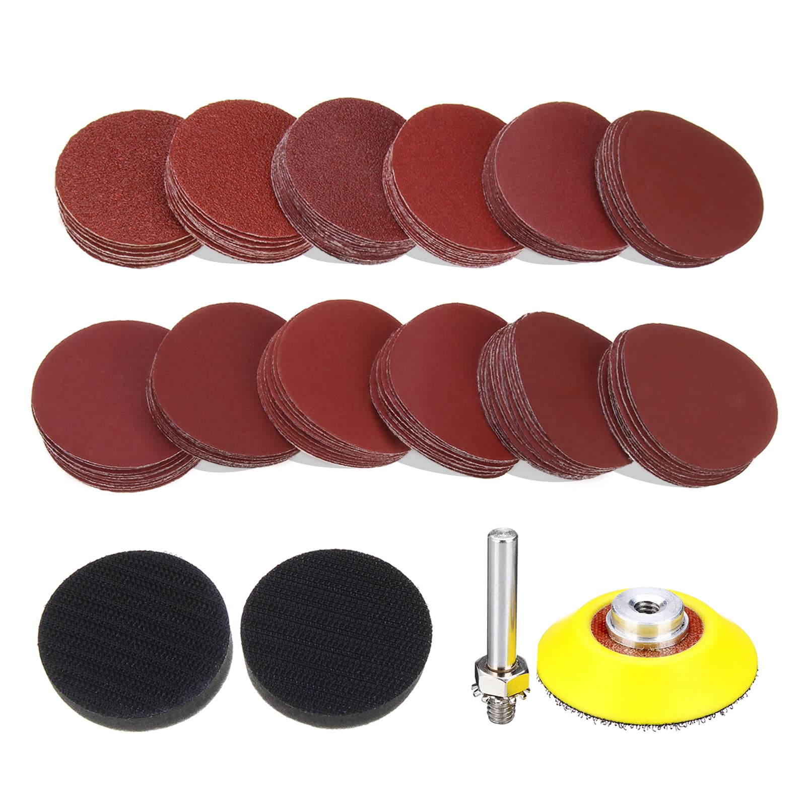 DRILLPRO 120pcs 2 Inch Sanding Discs Pad with 1/4'' Shank Backer Plate and 2pcs Sponge Cushions for Drill Grinder Rotary Tools 60-3000 Grit Sandpapers
