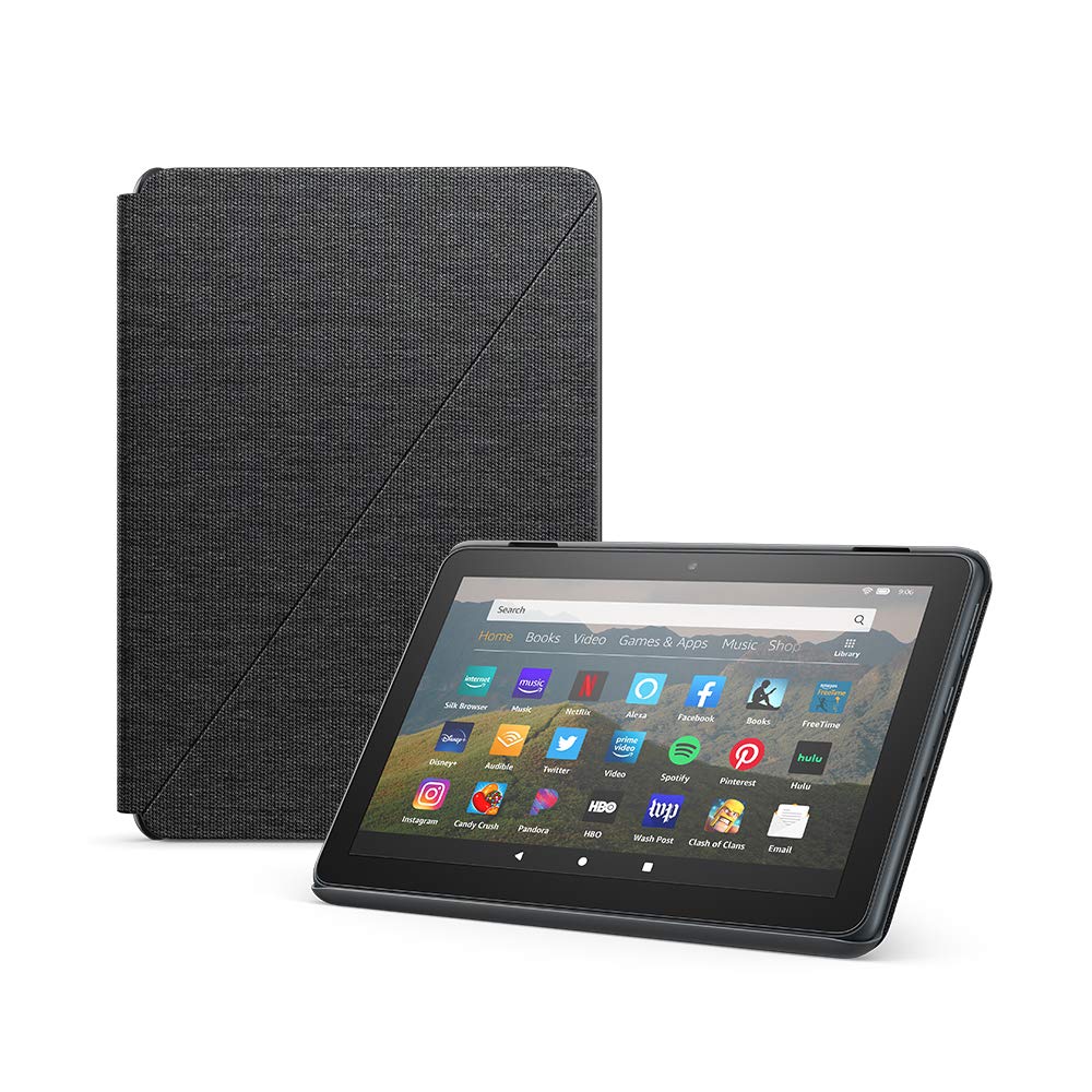 Fire HD 8 Essentials Bundle including Fire HD 8 Tablet (Black, 32GB) Ad-Supported, Amazon Standing Case (Charcoal Black), and Nupro Clear Screen Protector