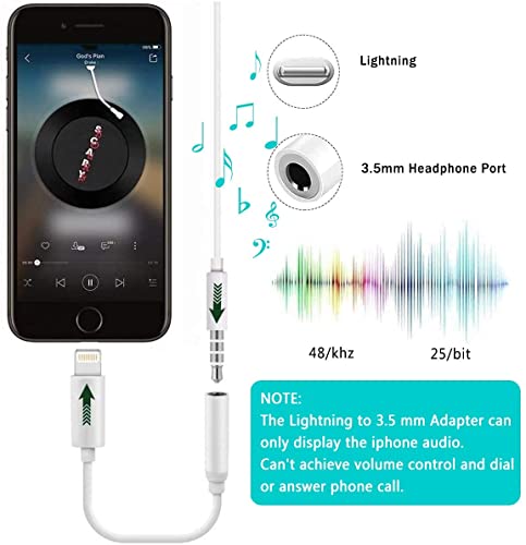 Lightning to 3.5 mm Headphone Jack Adapter, 2 Pack [Apple MFi Certified] iPhone 3.5mm Jack Aux Dongle Cable Converter Compatible with iPhone 14 13 12 11 11 Pro XR XS X 8 7 iPad, Support All iOS