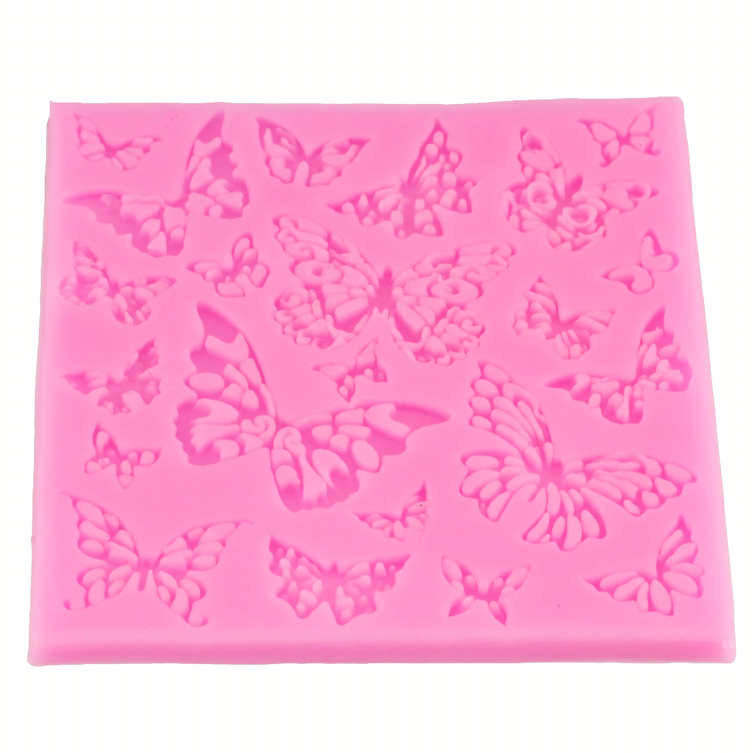 HengKe 2 Pcs Assorted Hollow Butterfly Shape Molds, Fondant Cake Texture Mat, Food Grade Cake Molds,Gum Paste, Fondant, Candy, Icing, Biscuit Decor, Chocolate Bake Ware Baking Tools