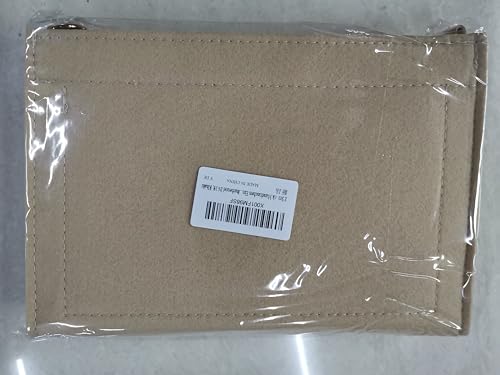 EsLuker.ly 2Pcs Felt Purse Organizer Insert with Zipper, Premium Microfiber Handbag Shaper Tote Bag Organiser Insert Fit Toiletry Pouch 26 19 - Large&Small, Khaki