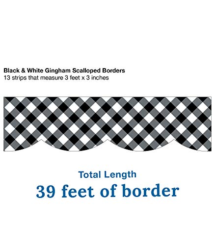 Schoolgirl Style Black and White Gingham Bulletin Board Borders, Woodland Whimsy Classroom Decorations, 39 Feet