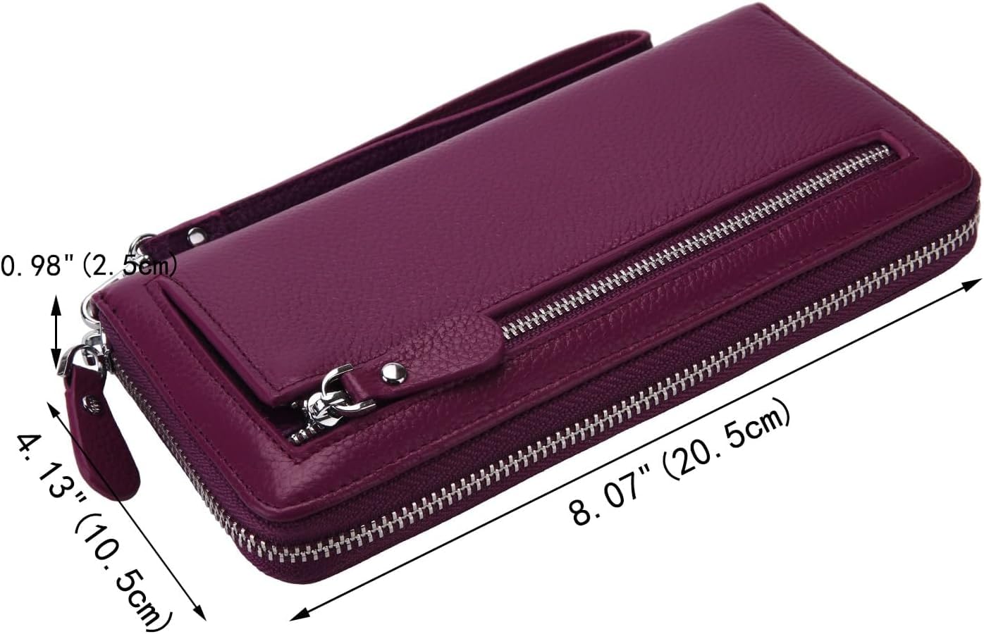 YALUXE Real Leather Zip Around Wallets for Women Wristlet Handbag Cell Phone Purse Card Holder RFID Blocking Protection