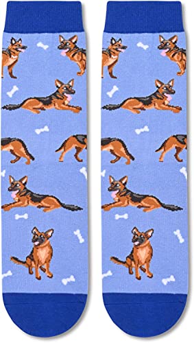 sockfun Funny Black German Shepherd Gifts for Lovers, Novelty German Shepherd Socks for Women Men Crazy Fun Socks