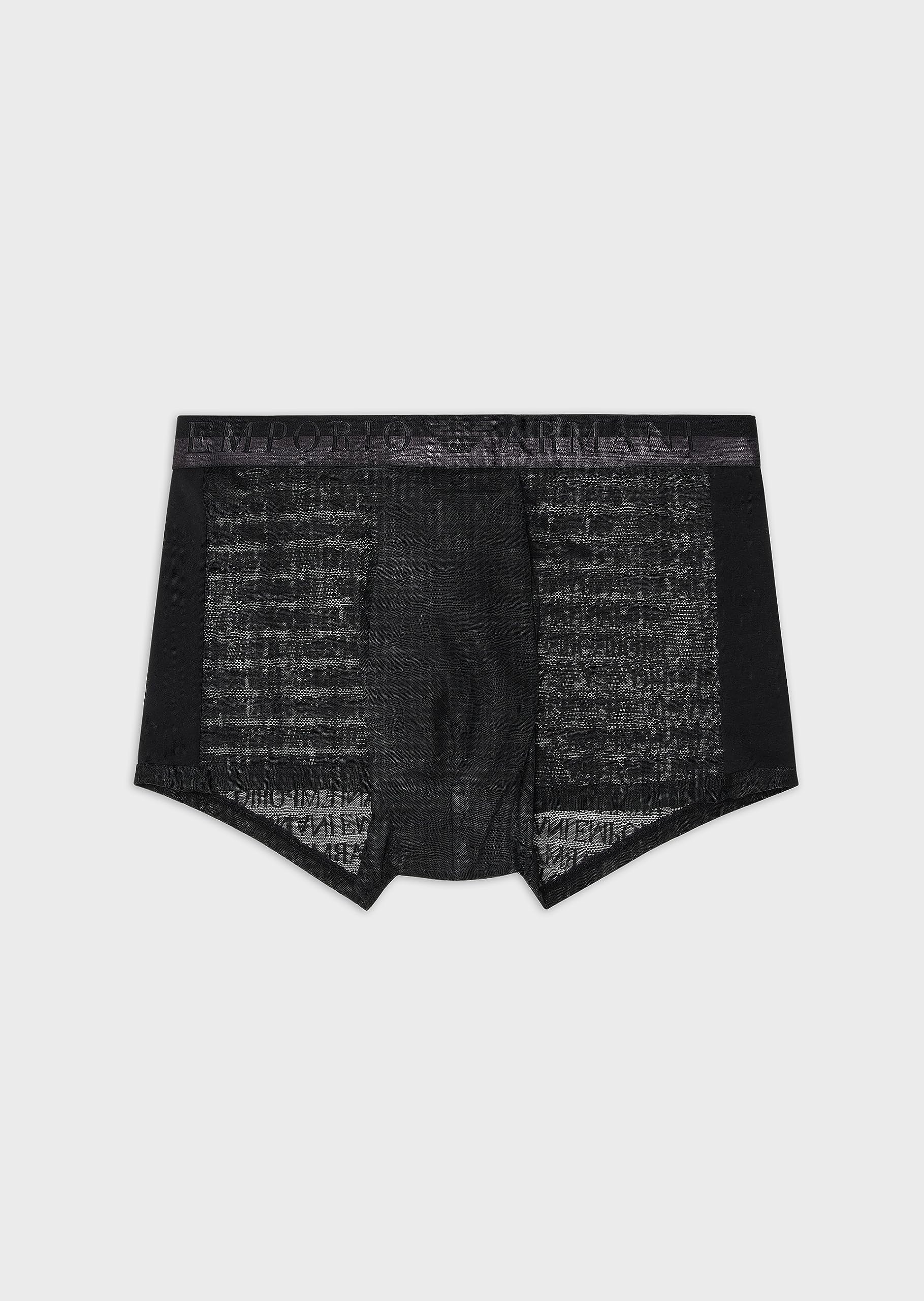 Emporio Armani Men's Jacquard Logo Mesh Brief, Black