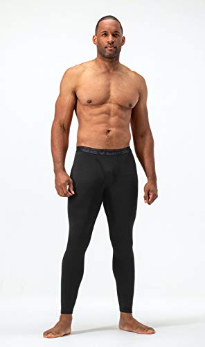 DEVOPS Men's Thermal Compression Pants, Athletic Leggings Base Layer Bottoms with Fly (X-Large, Black/Black)