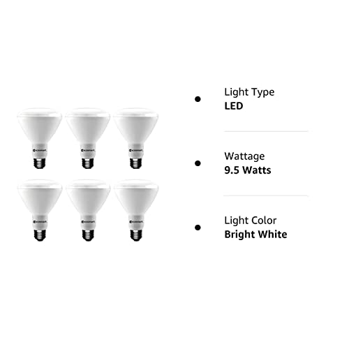 Ecosmart Bright White LED BR30 Dimmable Flood Bulb, 65W Replacement, 9 Watt, 655 Lumens - 3000K - Indoor/Outdoor Rated (6-Pack)