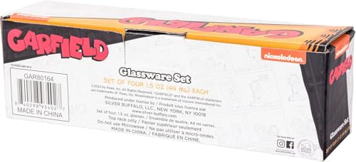Silver Buffalo Garfield Poses 4 Pack Mini Glass Set Featuring Garfield and Odie, 1.5 Ounces