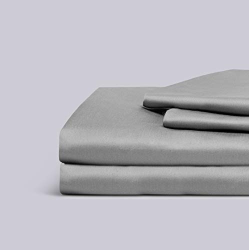 Everspread 1000 Thread Count Cotton Bed Sheets (4 Piece Sheet Set) - Queen Size, Light Gray. 100% Natural Long Staple Cotton Bedding, Luxury Sateen Weave. Fits Mattress up to 18 inches