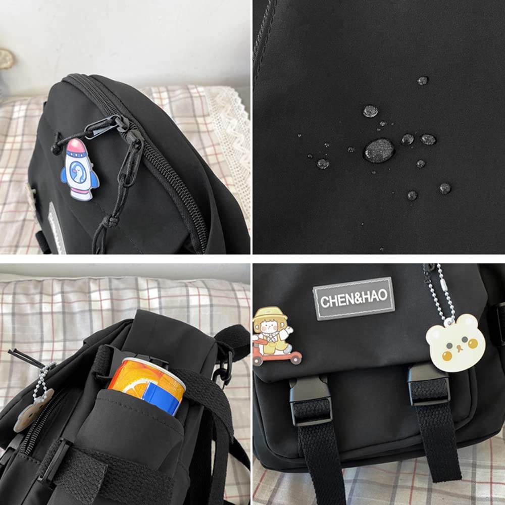 Eagerrich Cute Mini Backpack with Cute Pin Accessories Plush Pendant School Backpack Cute Mini Aesthetic Backpack for School