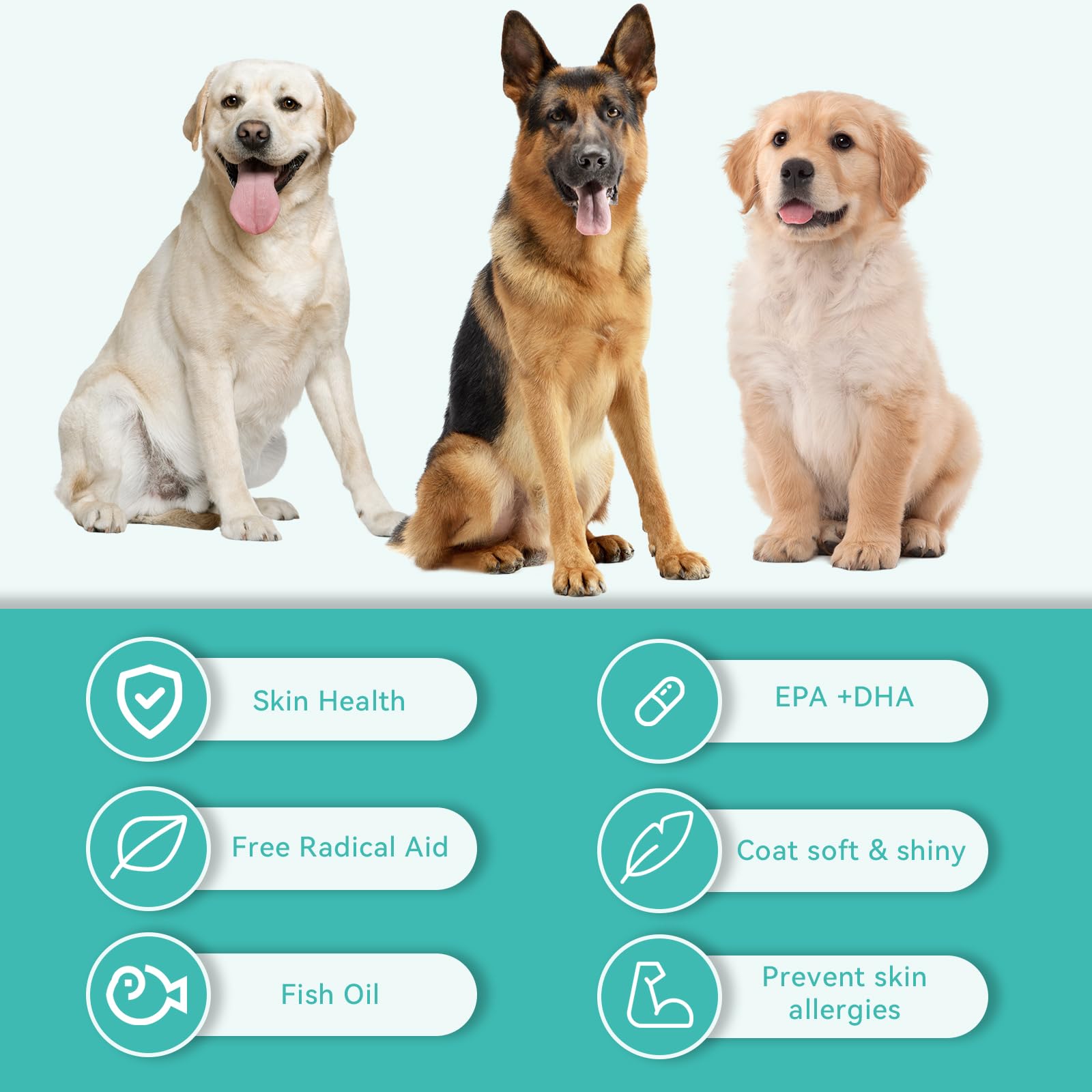 Omega-3 Multivitamin Skin and Coat Supplement for Dogs Omega 3 Fish Oil Supplement, Supports Shedding, Skin & Coat, Immunity, EPA,DHA- 300g(200 Chews)