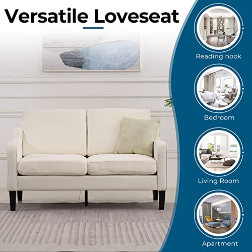 VINGLI 53" Loveseat,Mid-Century Modern Love Seat,Small Sofa Couch for Small Space for Living Room,Bedroom,Apartment,Studio,Beige