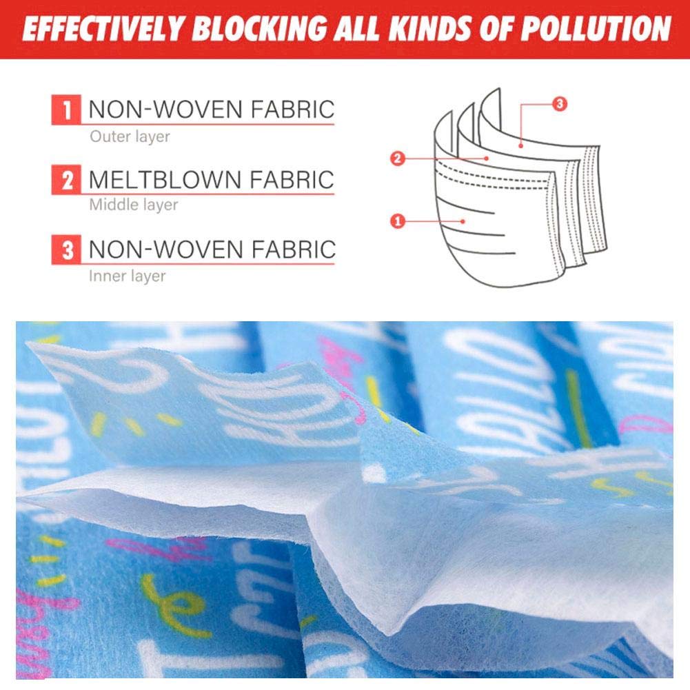 Edaren 20Pcs/Pack Face Mask 3-Layer Fashion Design Protection Adjustable Covering Unisex Mouth Shield Adult Warm Heart